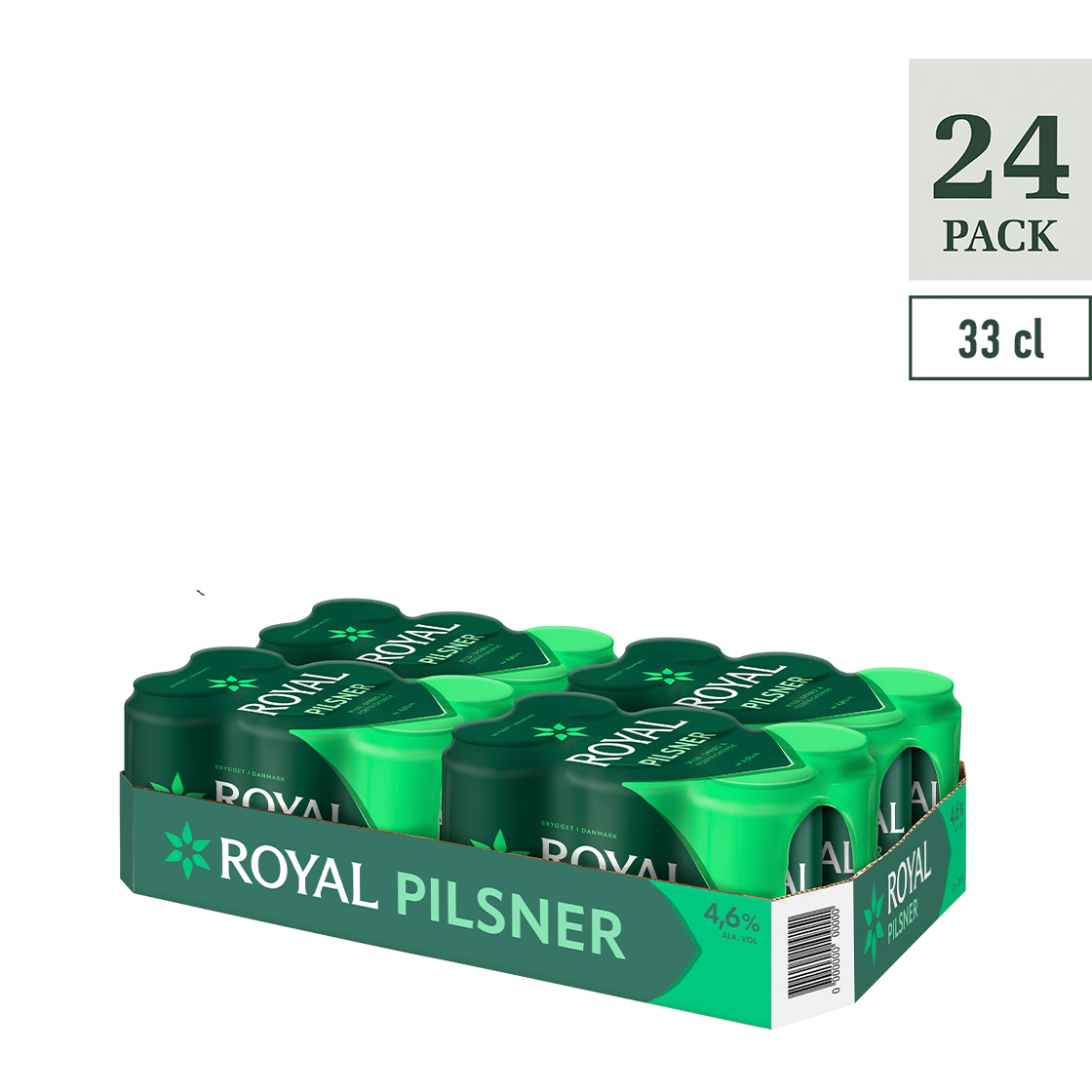 Royal Pilsner 4,6% 0,33L 4X6-PAK DÅSER/KASSE